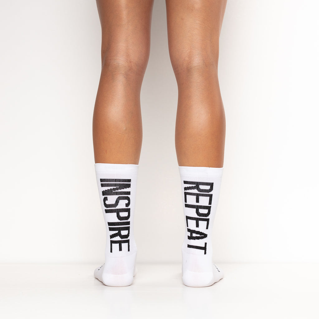 White Cycling Socks for Women and Men | INSPIRE.REPEAT